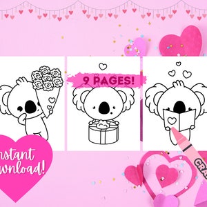 Koala Valentine's Day Coloring Page Coloring Sheet Heart Coloring Page ...