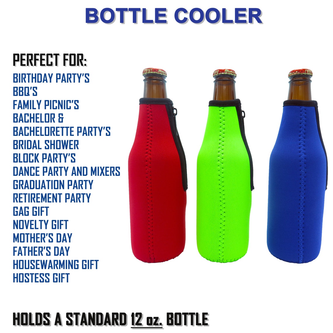 Beer Bottle Sleeves - Set of 6 - Extra Thick Neoprene With Stitched ...