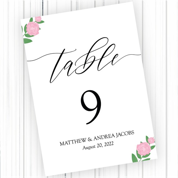 Elegant Wedding Table Numbers Printable Editable Script - Etsy