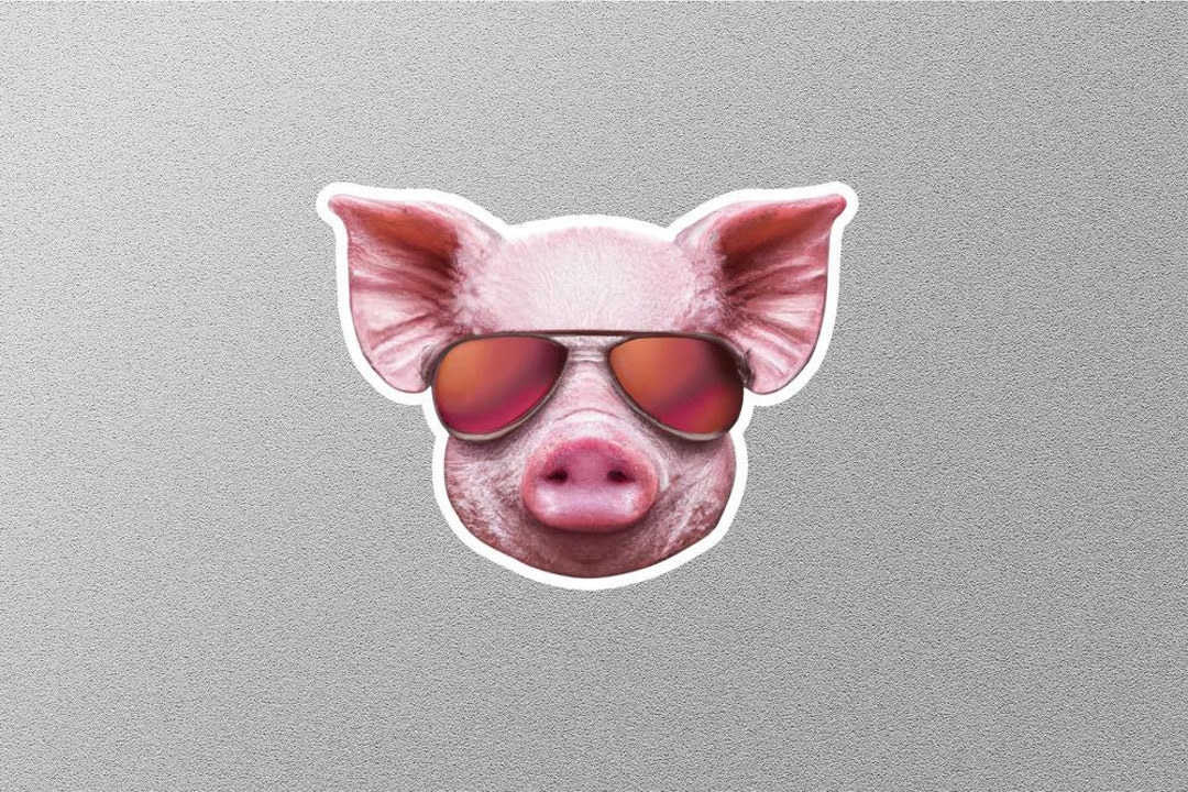 Pig Sticker, Funny Pig Gift, Cool Pig Portrait, Farm Animal Gift, Pig ...