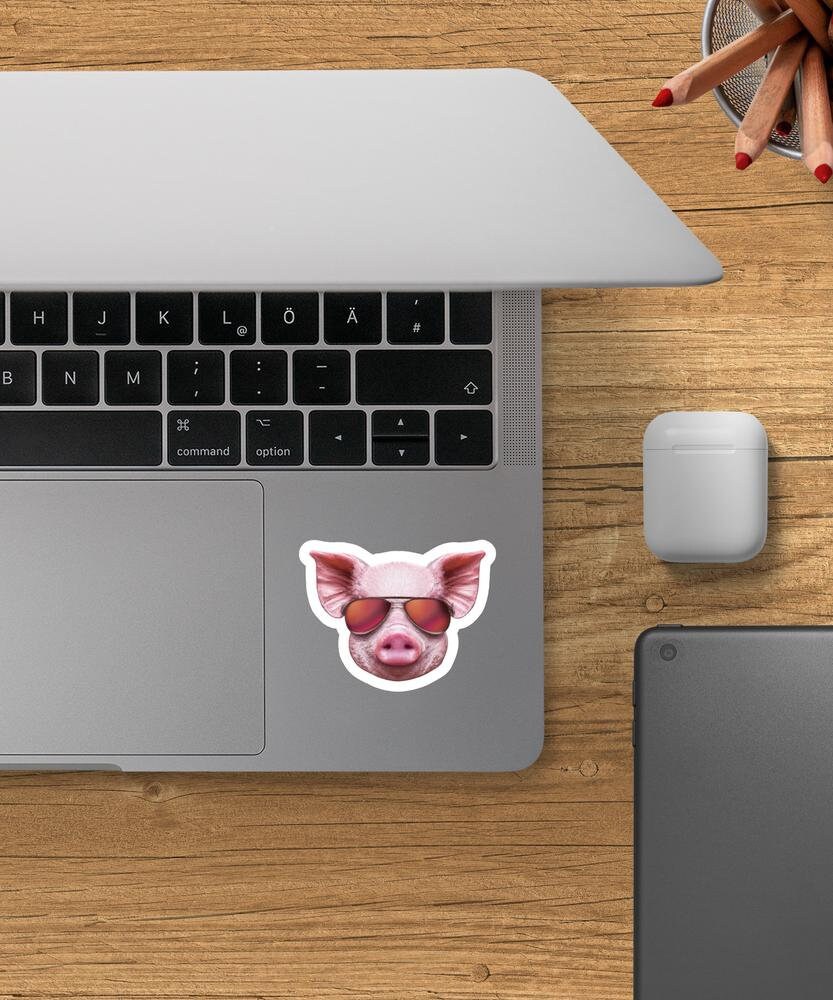 Pig Sticker, Funny Pig Gift, Cool Pig Portrait, Farm Animal Gift, Pig ...