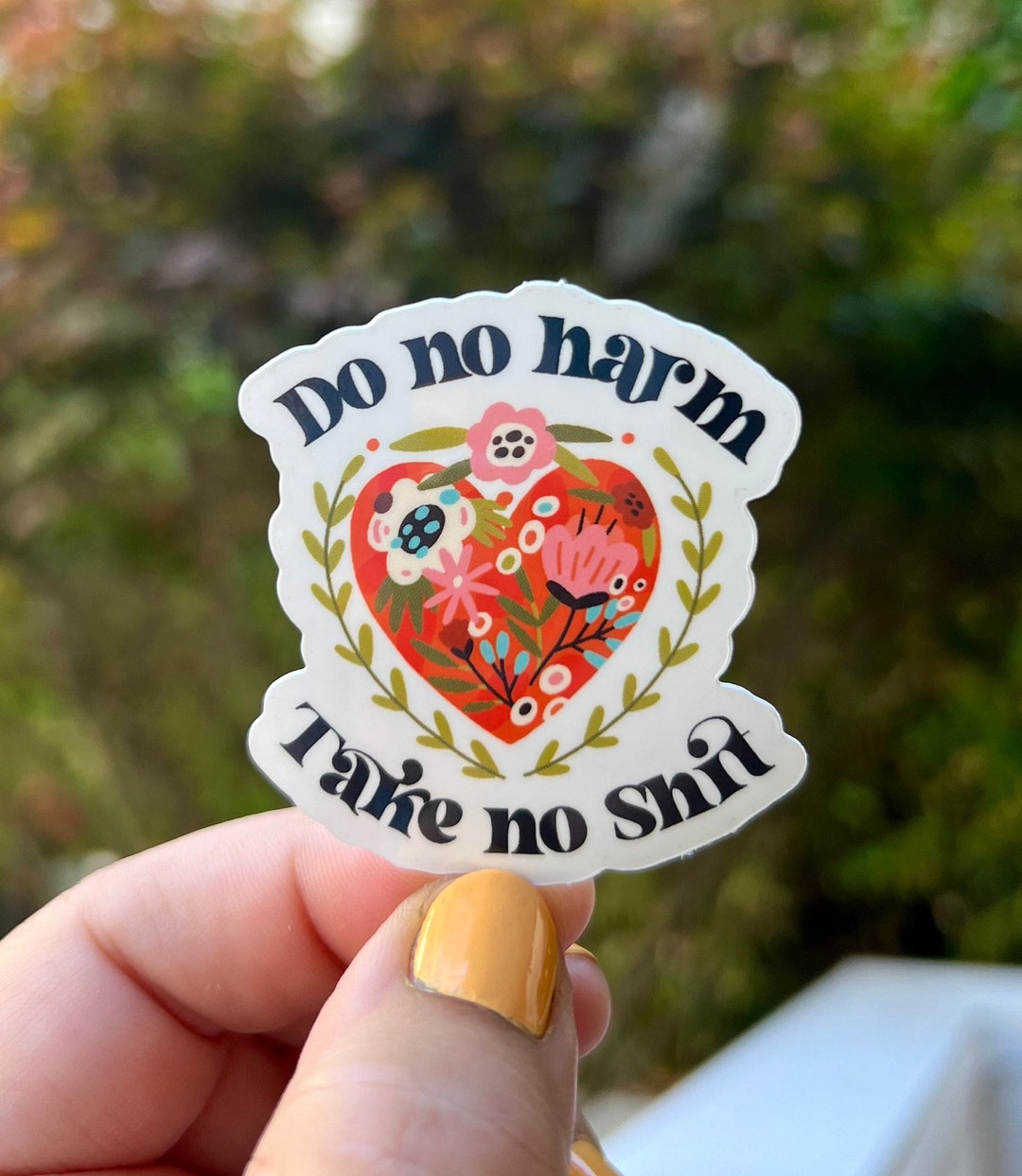 Sticker Do No Harm Take No Shit Floral Stickers for Laptop Hydroflask ...