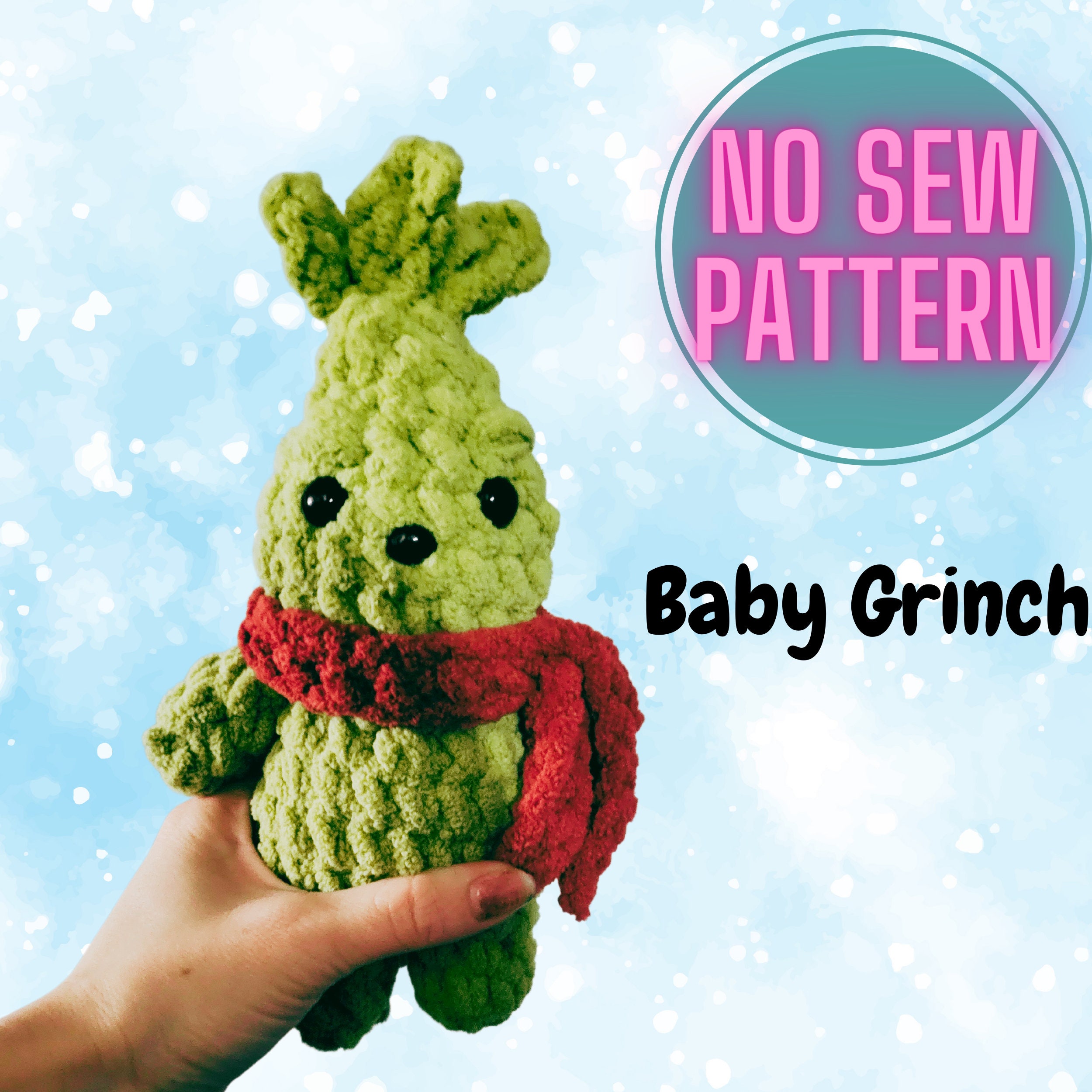 Baby Grinch No Sew Crochet Pattern Holiday Plush Amigurumi Digital ...