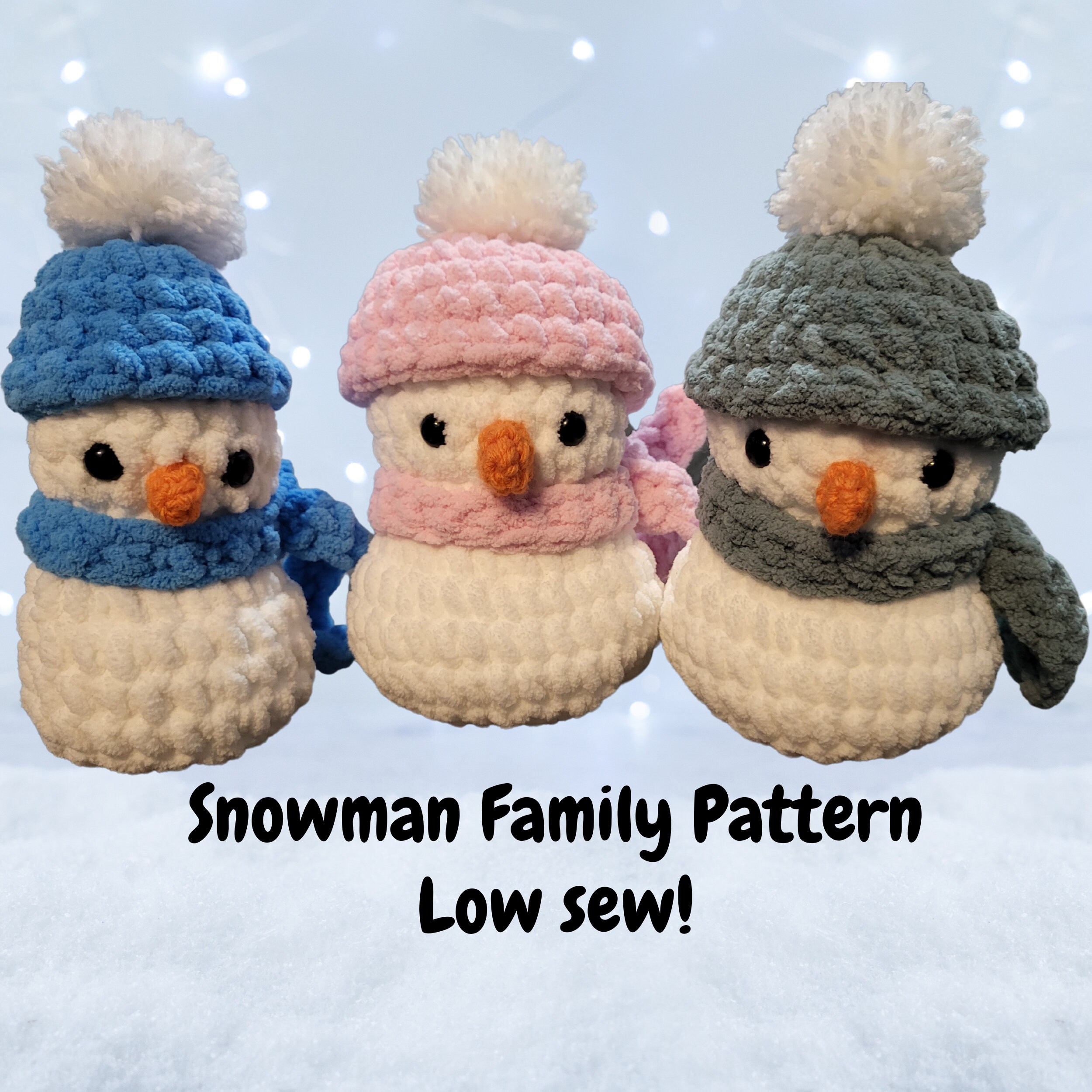 Low Sew Snowman Family Crochet Pattern Amigurumi Christmas PDF - Etsy