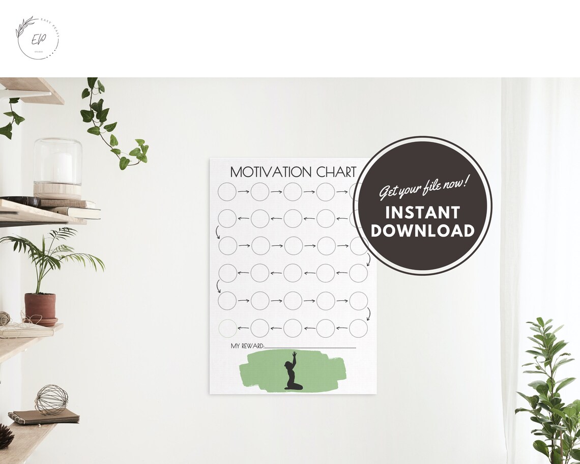 Yoga Printable Green Motivation Chart Reward Chart for - Etsy