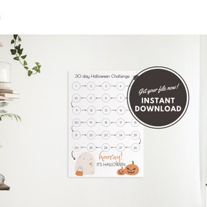 30 Day Halloween Challenge Printable Motivation Chart Adults - Etsy