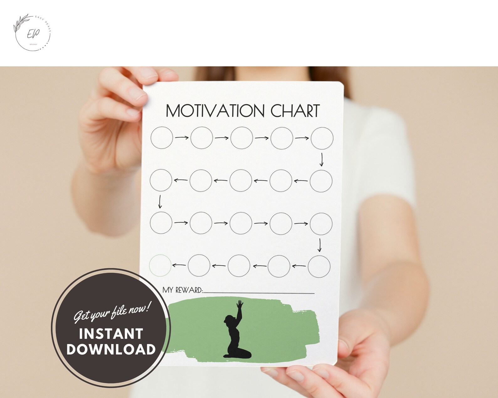 Yoga Printable Green Motivation Chart Reward Chart for - Etsy