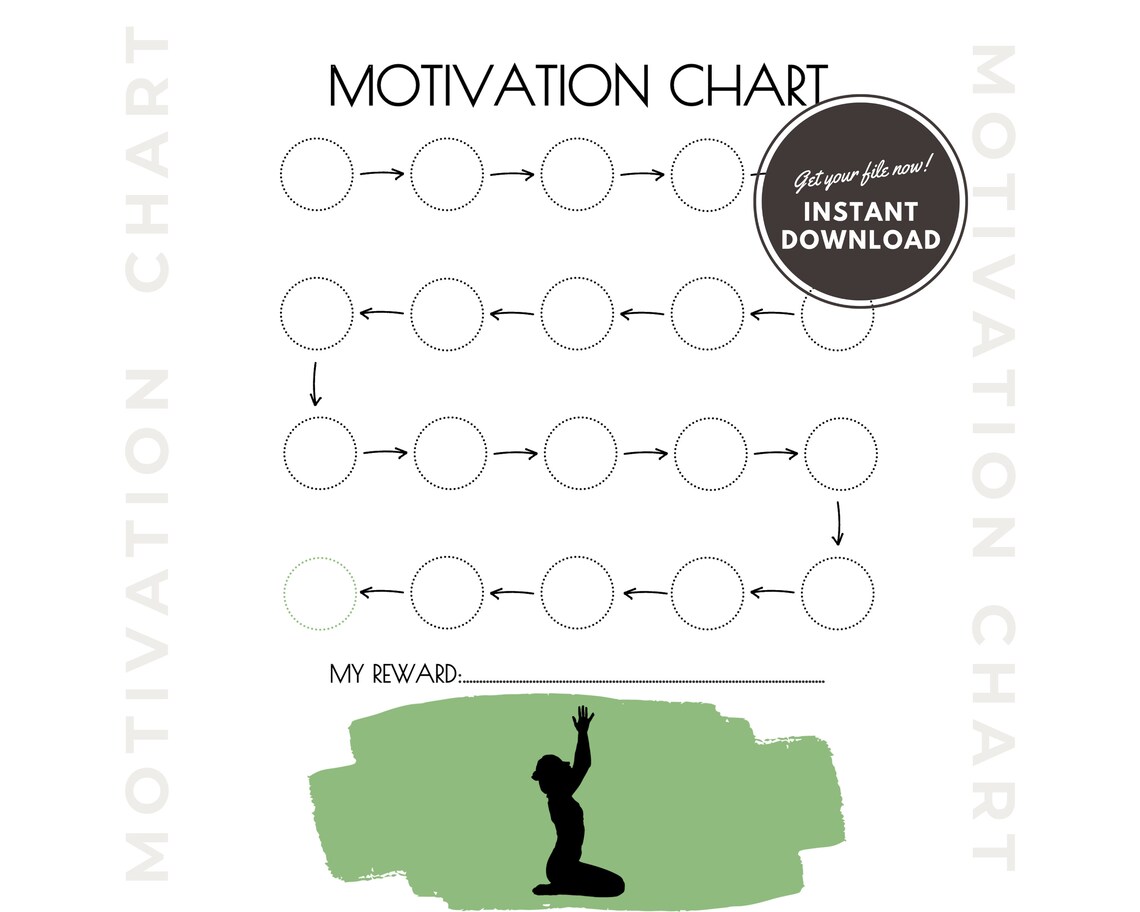 Yoga Printable Green Motivation Chart Reward Chart for - Etsy