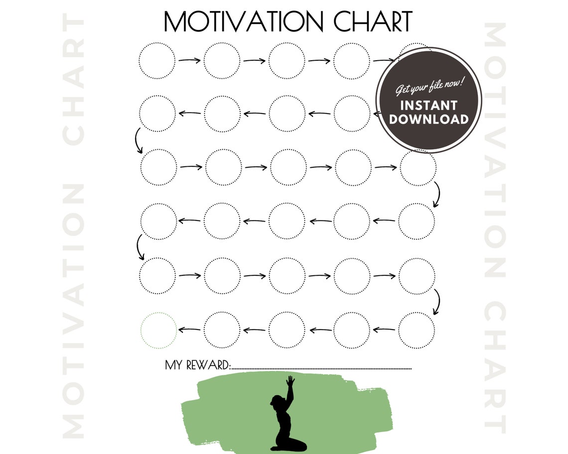 Yoga Printable Green Motivation Chart Reward Chart for - Etsy