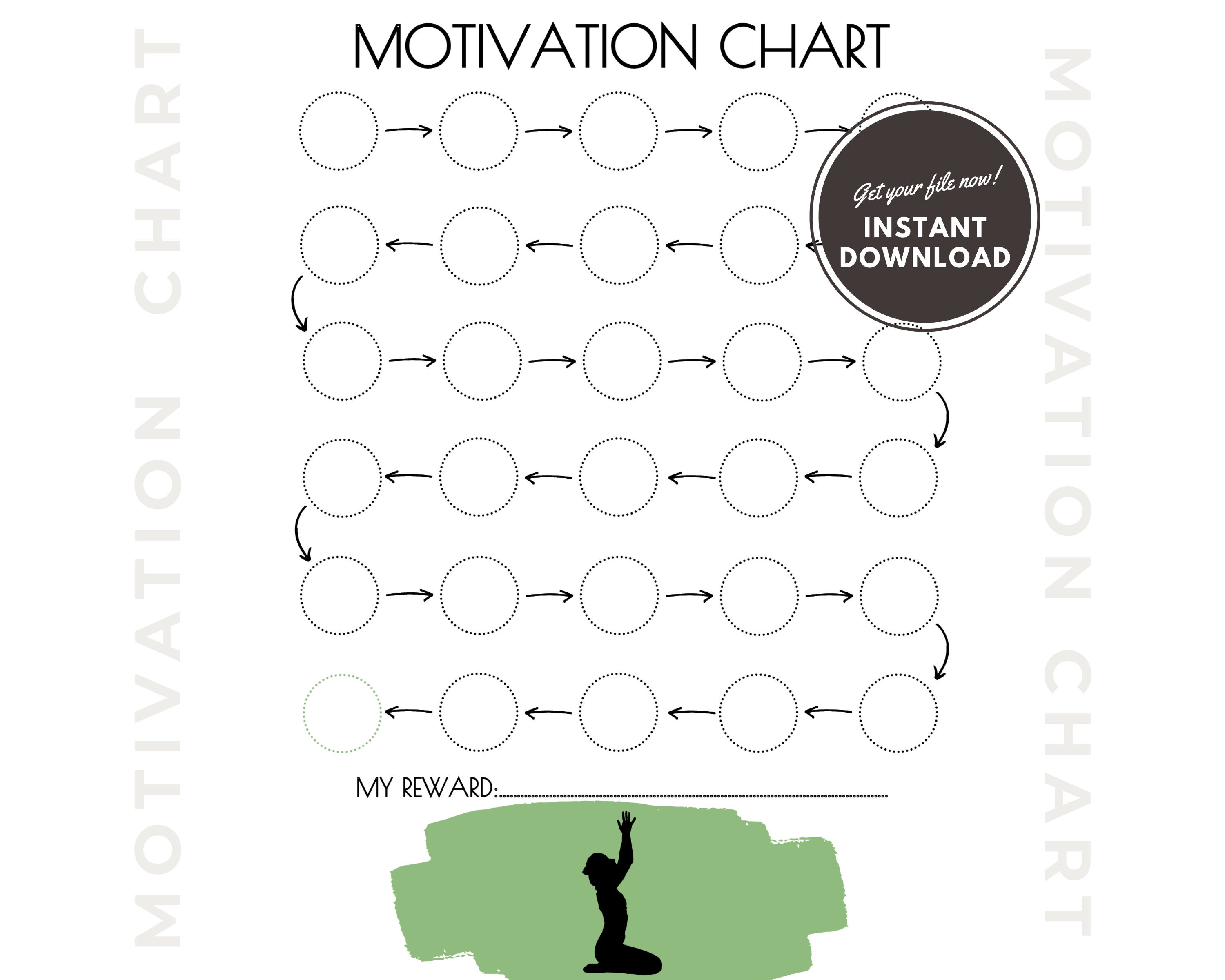 Yoga Printable Green Motivation Chart Reward Chart for - Etsy