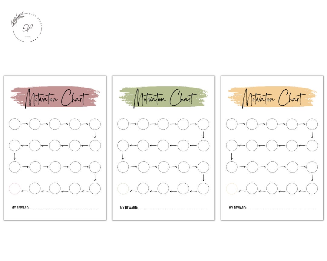 Minimalistic Printable Motivation Charts Bundle, Neutral Printable ...
