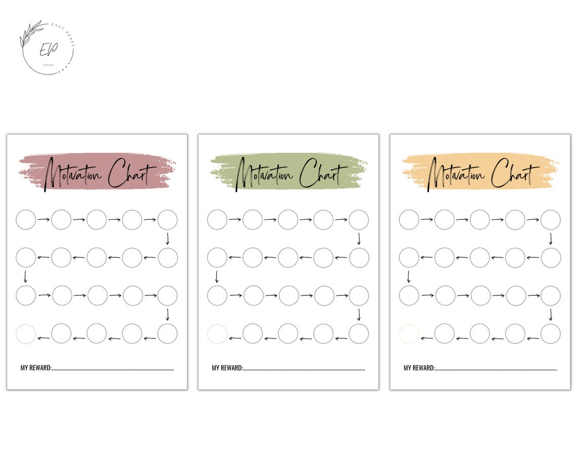 Minimalistic Printable Motivation Charts Bundle, Neutral Printable ...