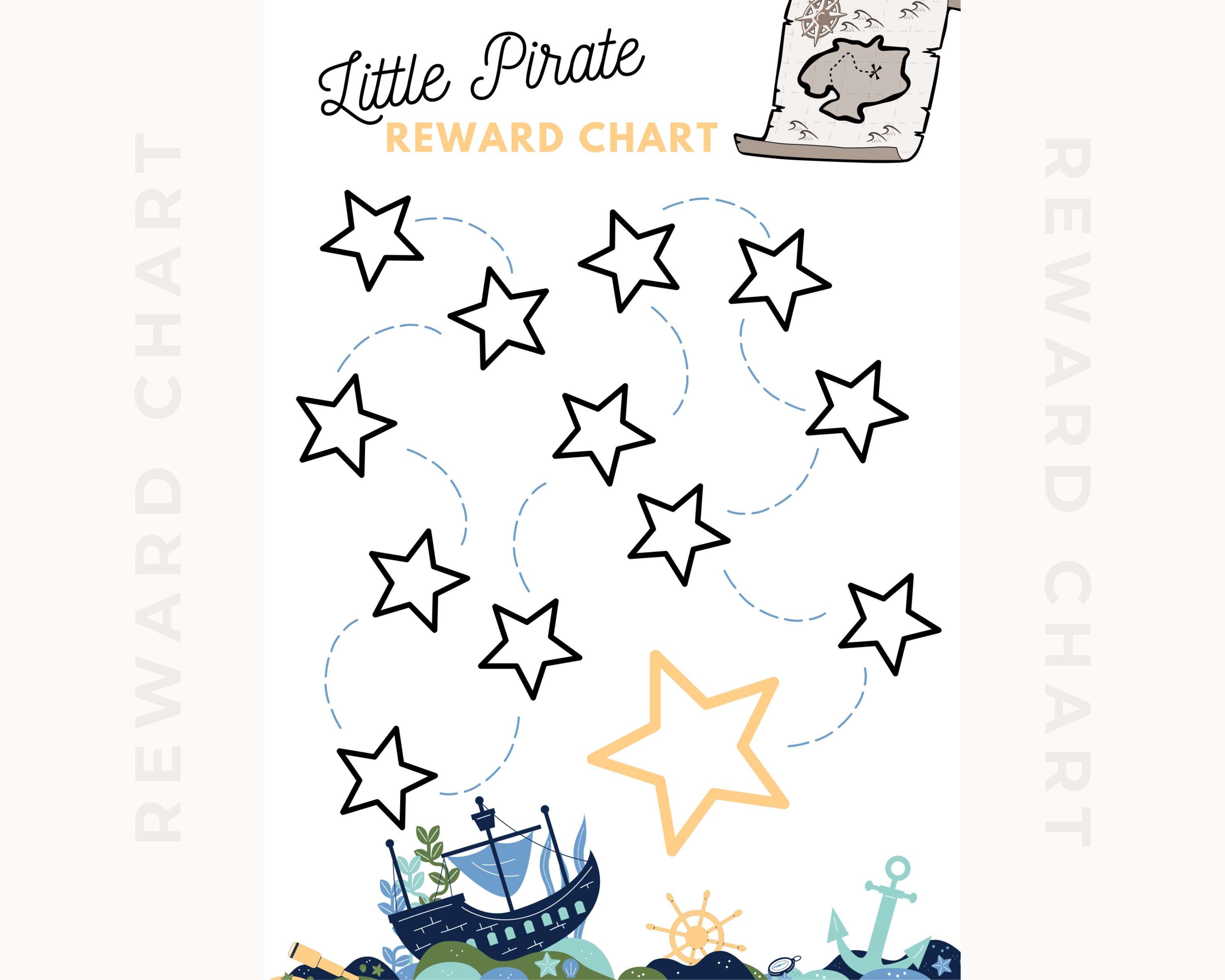 Litte Pirate Printable Reward Chart Boy Sticker Chart - Etsy