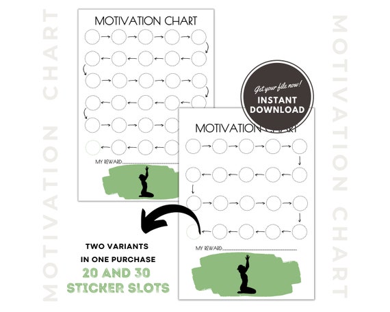 Yoga Printable Green Motivation Chart Reward Chart for - Etsy