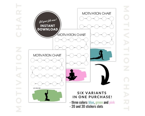 Yoga Printable Motivation Charts Bundle Reward Chart for - Etsy