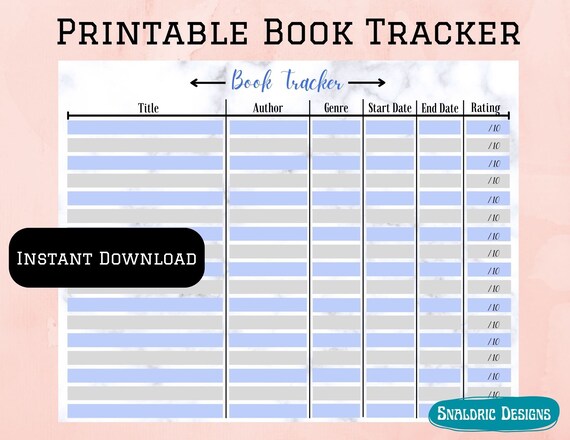 Printable Book Tracker Reading Progress Log Digital Reading - Etsy