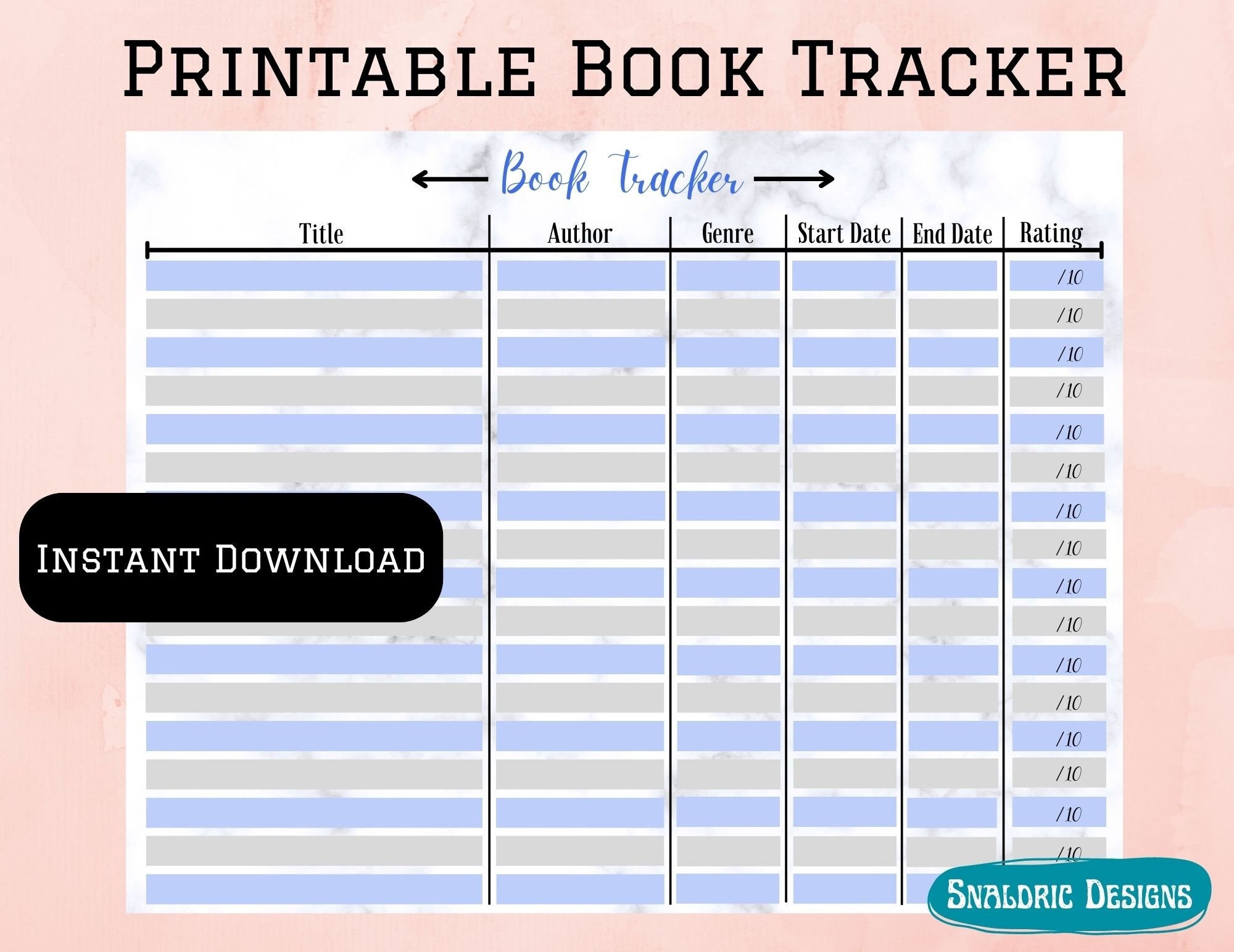 Printable Book Tracker, Reading Progress Log, Digital Reading Tracker ...