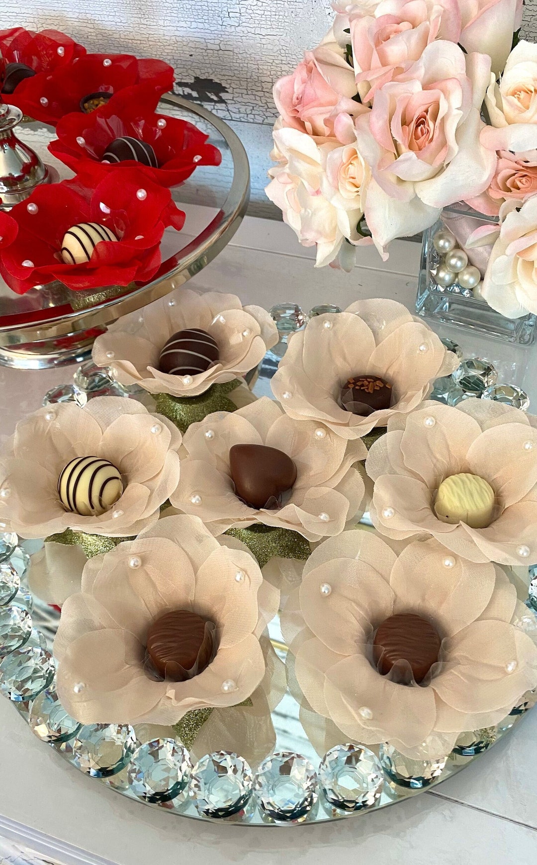 Luxurious Fabric Flower Truffle Wrapper Liner Fancy Truffle Wrappers ...