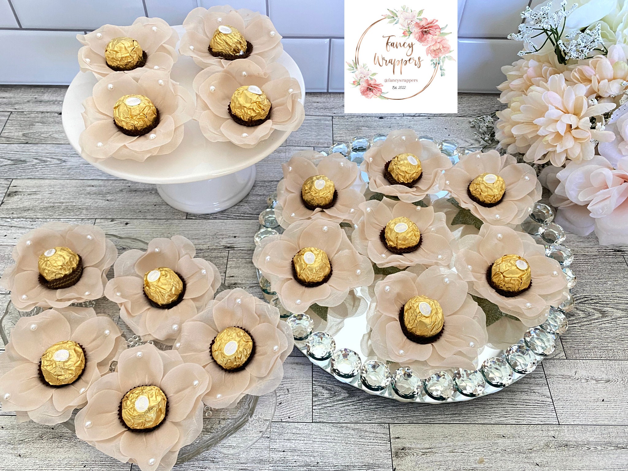 Luxurious Fabric Flower Truffle Wrapper Liner Fancy Truffle Wrappers ...