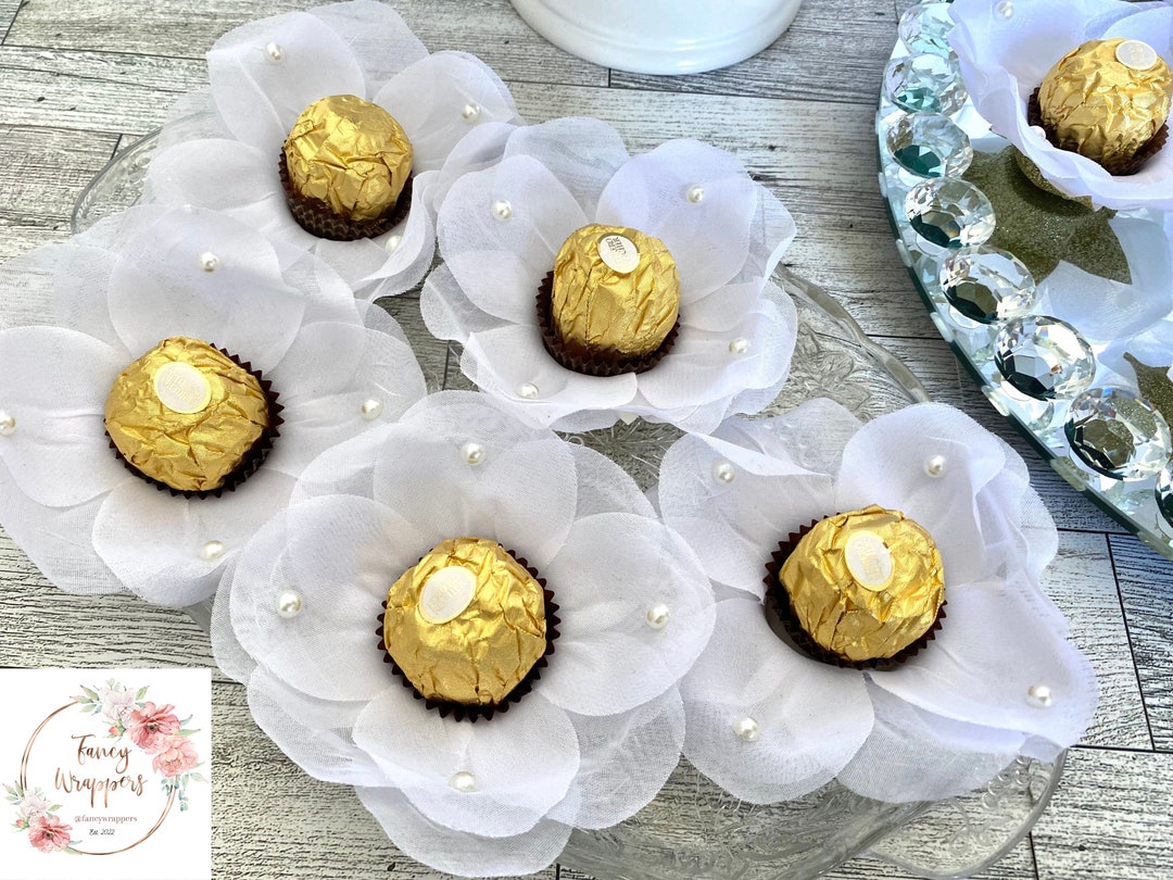 Fabric Flower Truffle Wrappers: Handmade Pearl Dessert Liners, Wedding ...