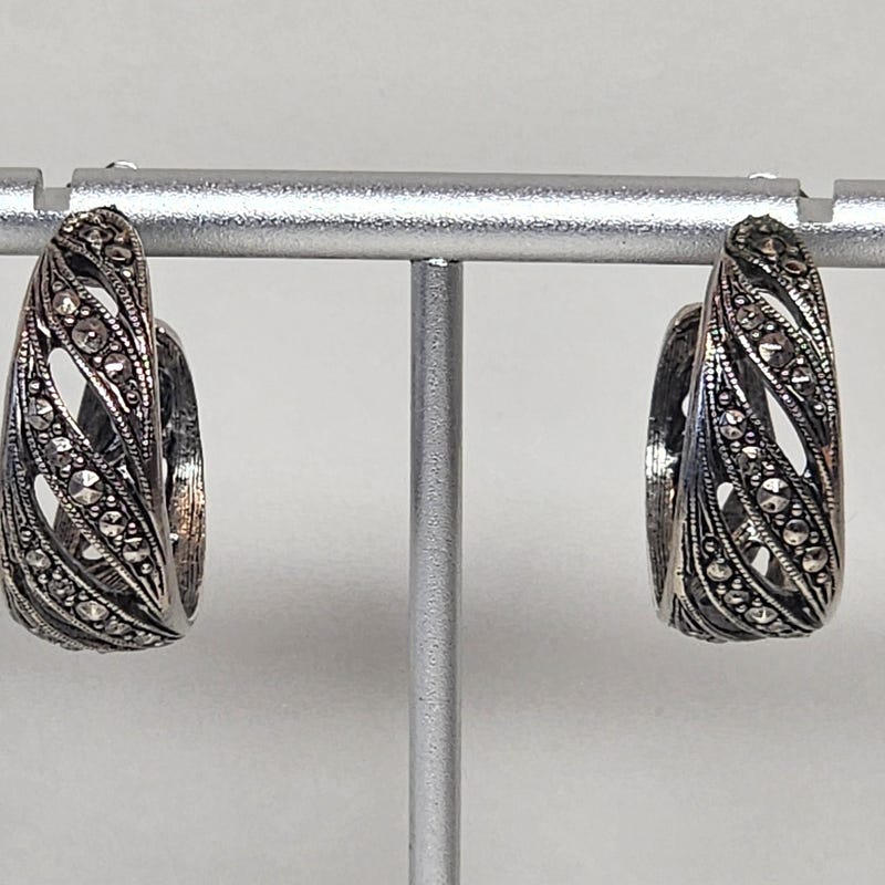 Faux Marcasite Earrings - Etsy