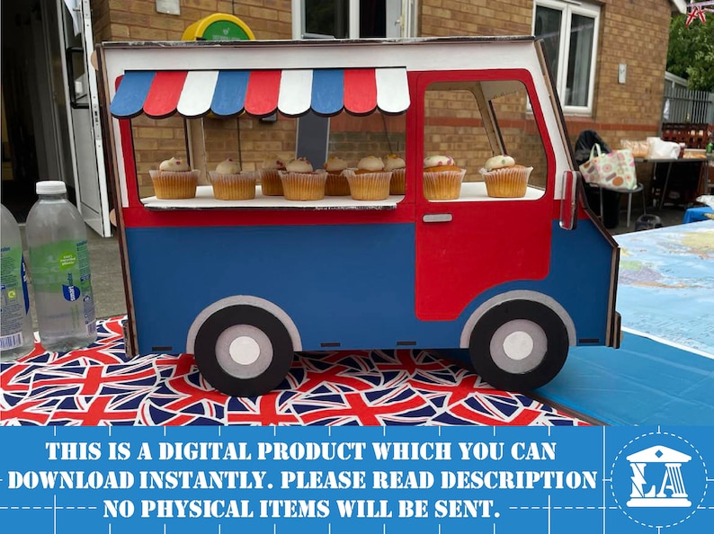 Laser Cutting File of a Food Truck / Ice Cream Van Cupcake Stand | for ...