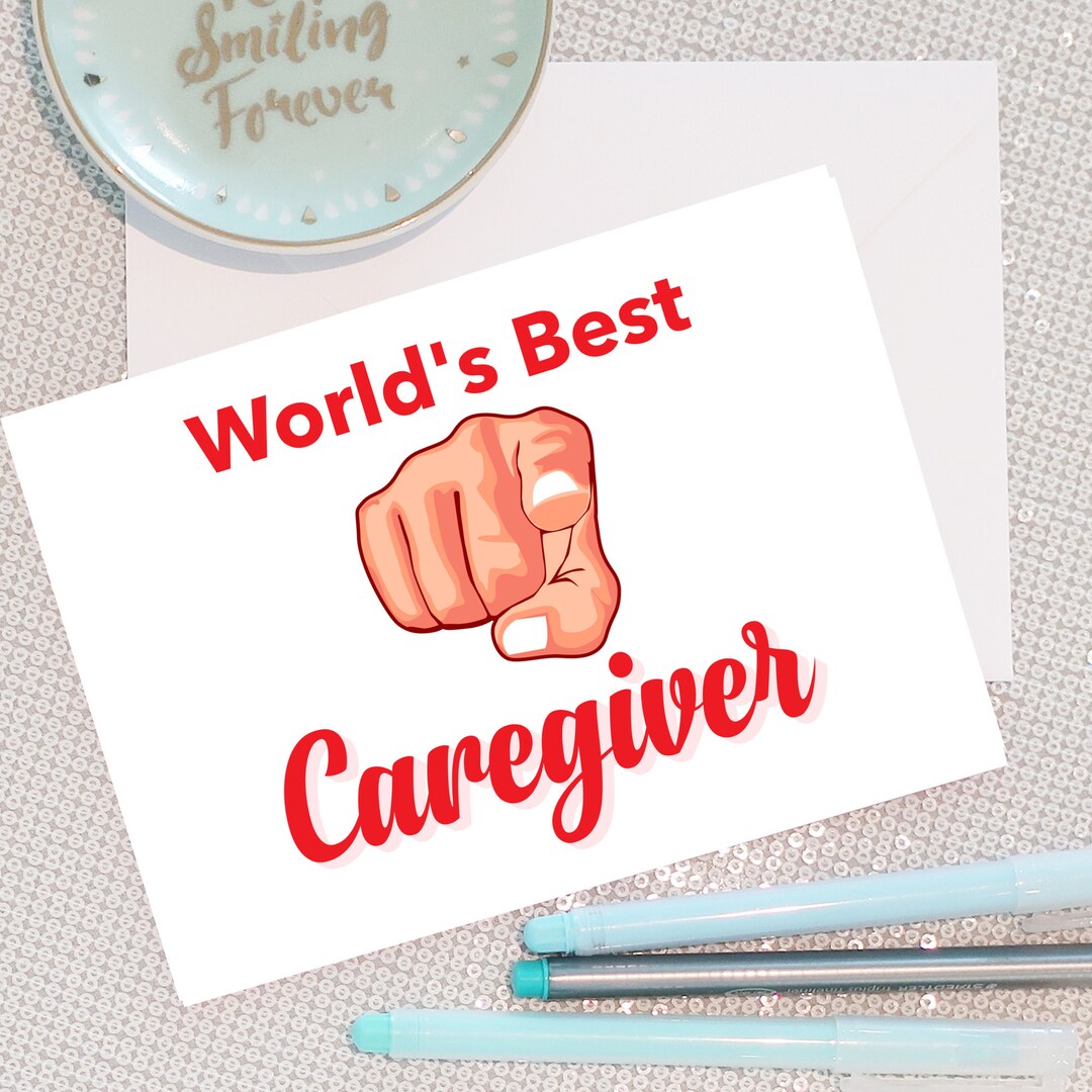World's Best Caregiver Greeting Card, Trendy Caregiver Card, Caregiver ...