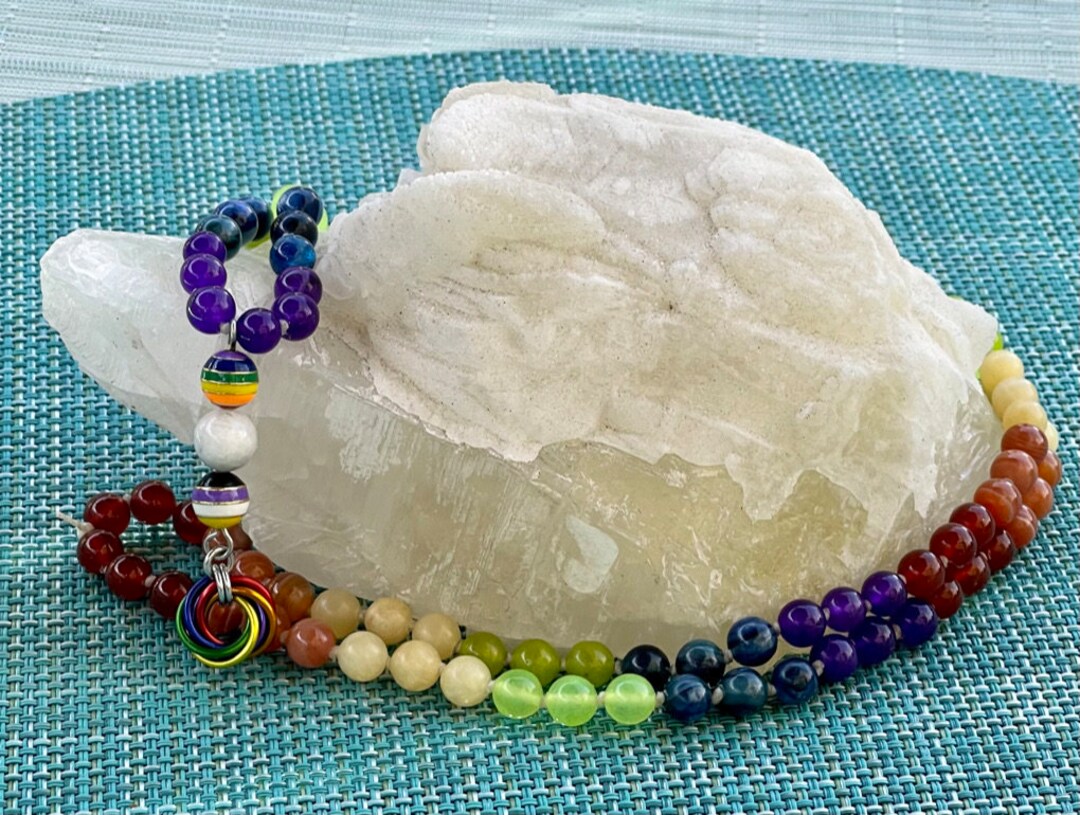 Pride Mala Necklace With Colors of the Rainbow and a Pride/non Binary ...