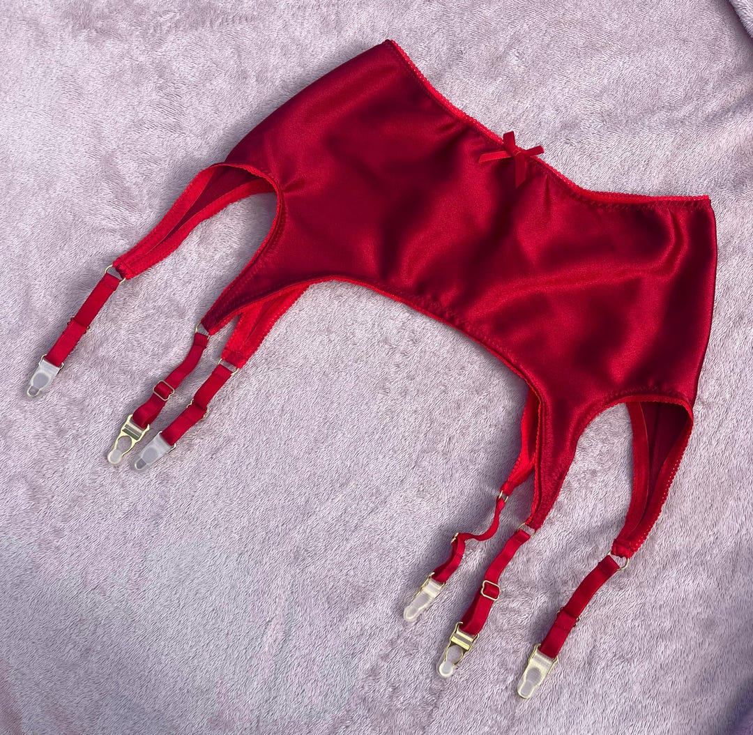 Six Clip Suspender Belt, Red - Etsy UK