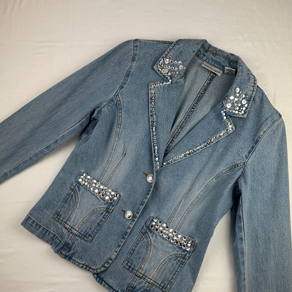 Rhinestone Embellished Blazer - Etsy