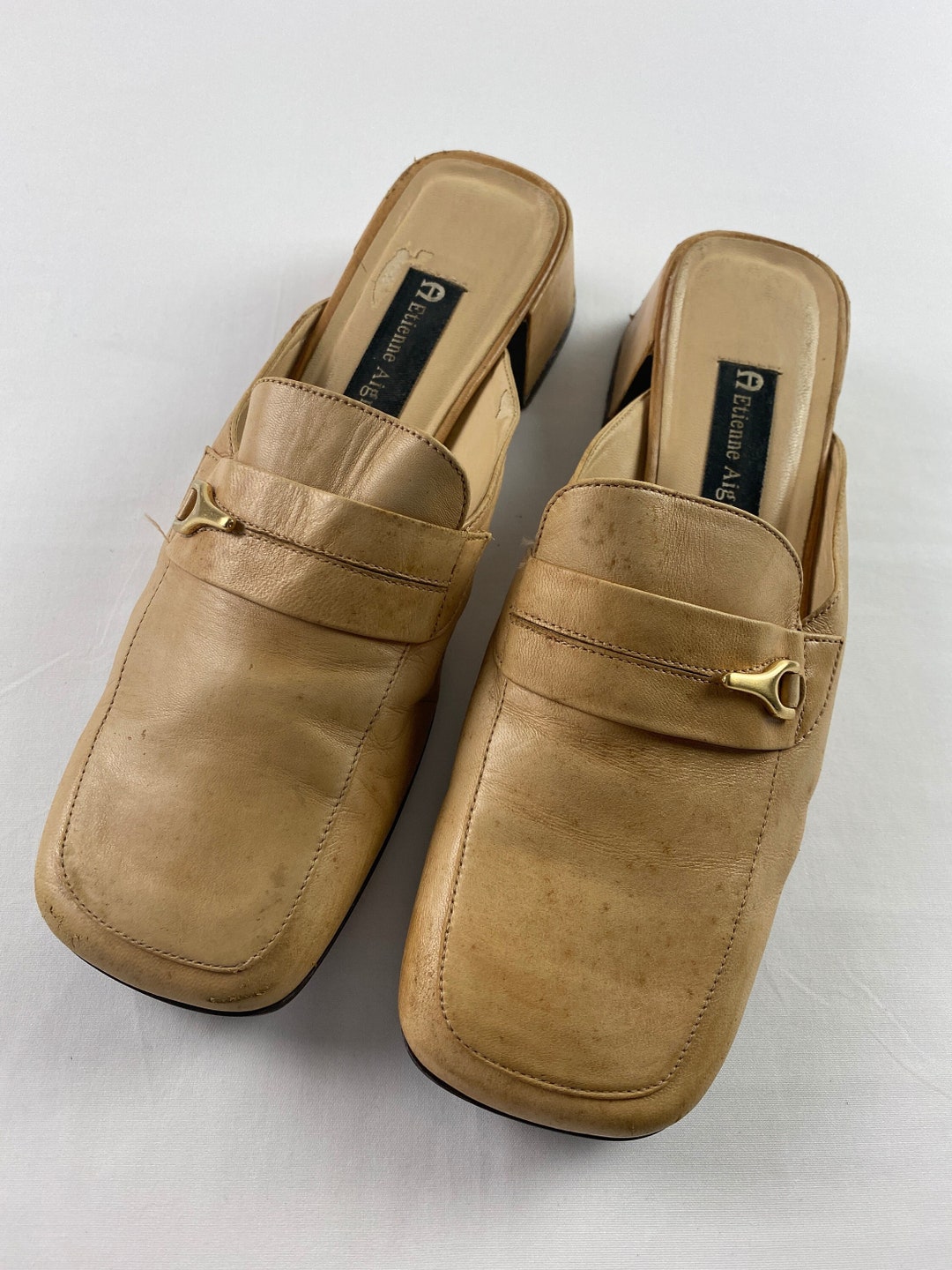 Vintage Aigner Leather Slide Shoes 80's 90's - Etsy