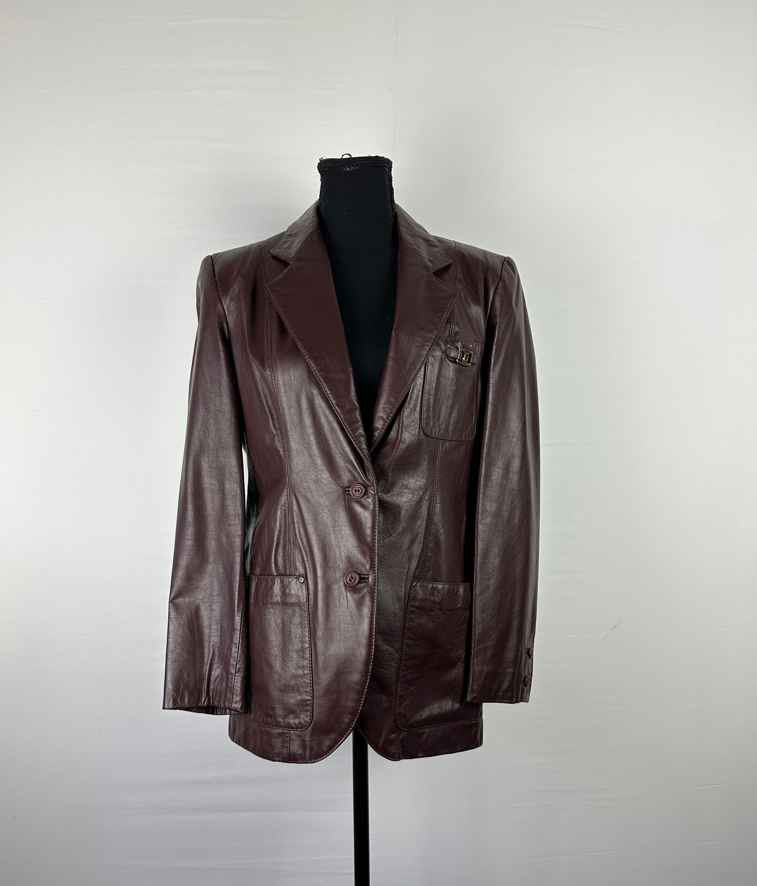 80's Aigner Brown Leather Coat Blazer Vintage - Etsy