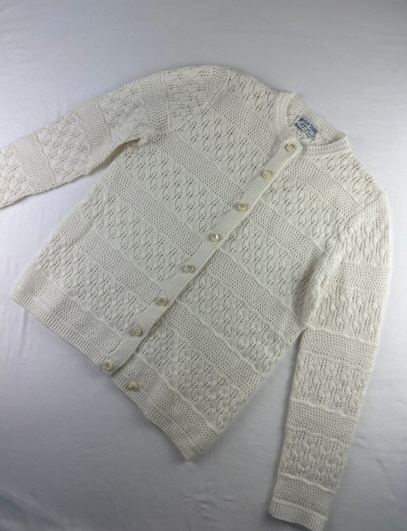 70's Cream Dainty Knit Cardigan Vintage Cottage Core Granny Core - Etsy