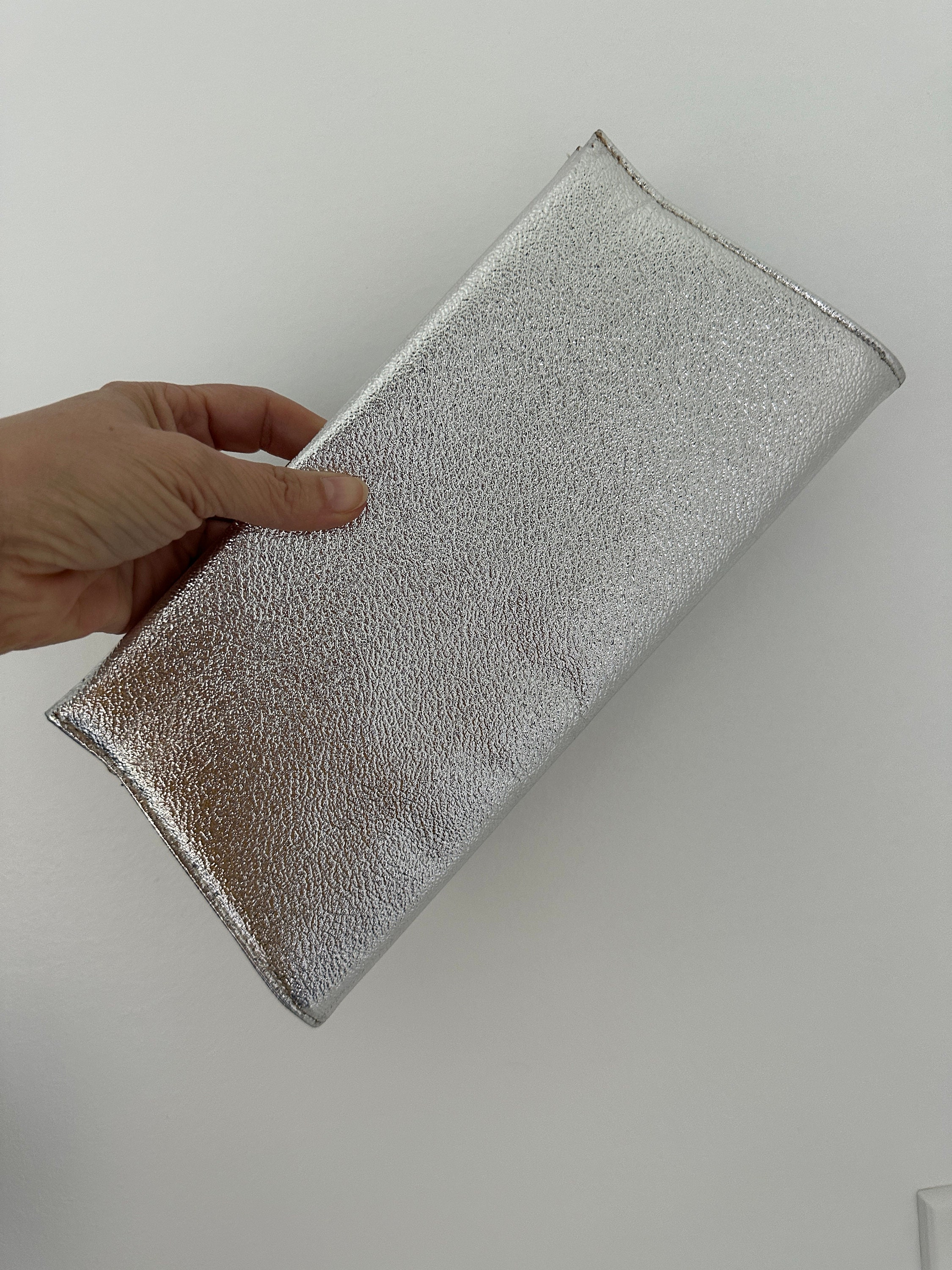 Vintage Metallic Silver Clutch 90's - Etsy