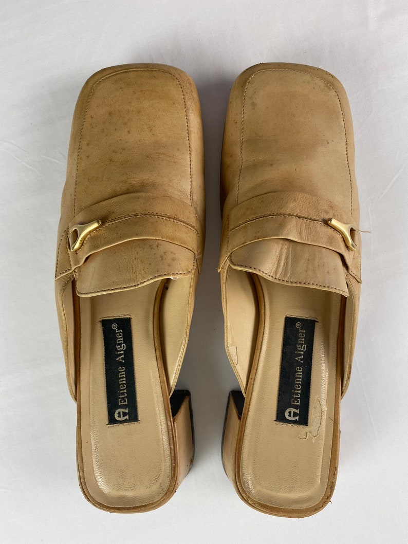 Vintage Aigner Leather Slide Shoes 80's 90's - Etsy