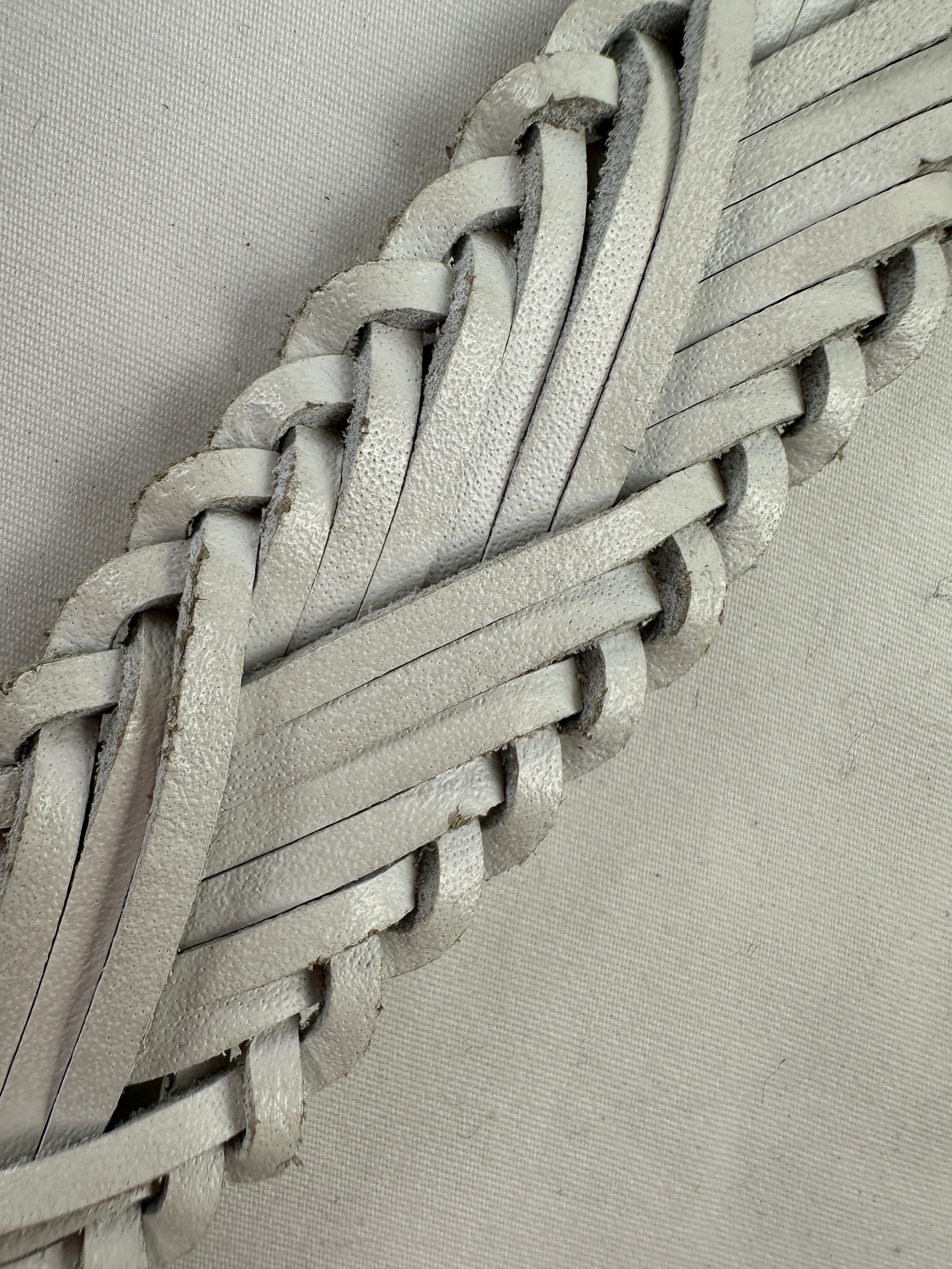 90's White Leather Braided Woven Belt Vintage - Etsy