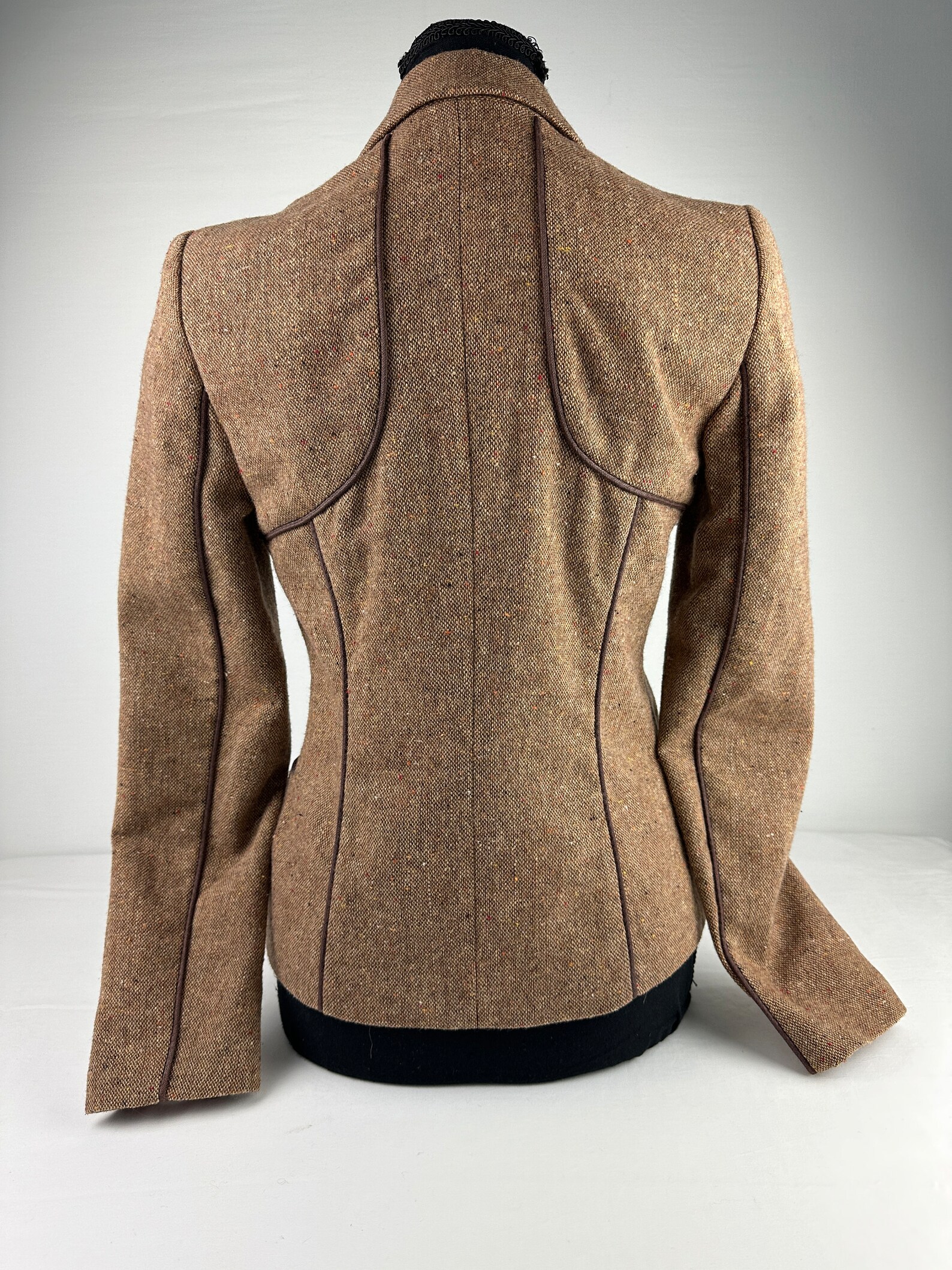 80's Brown Tweed Blazer Piping Detail Tailored Vintage - Etsy
