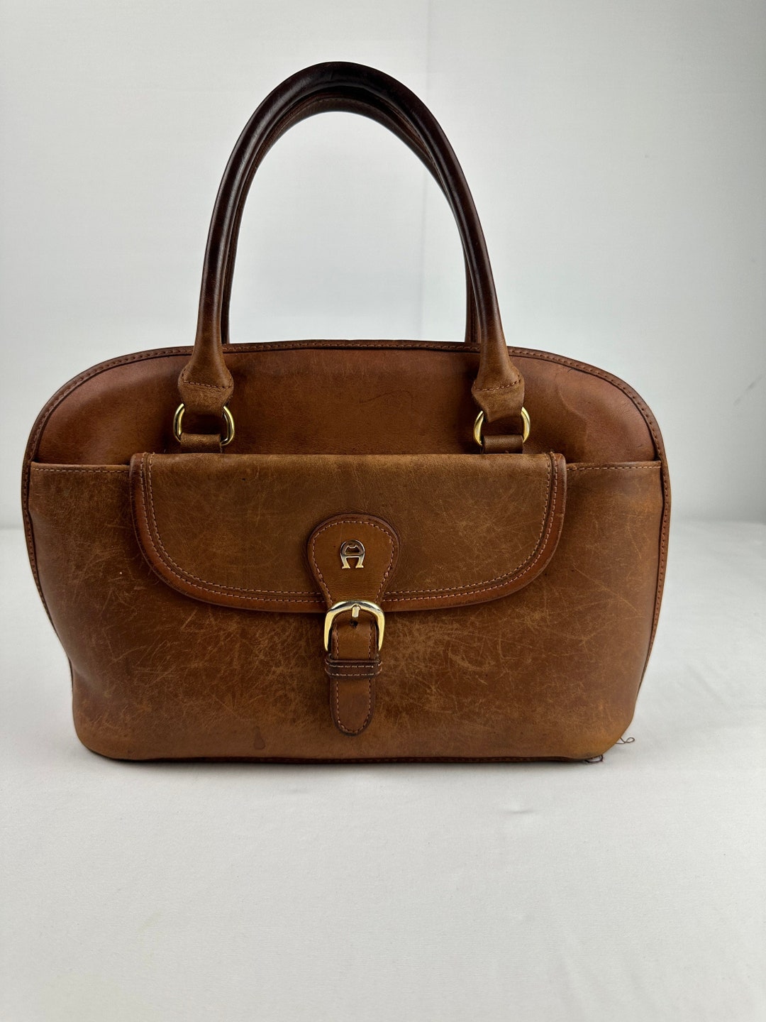 90's Aigner Brown Leather Handbag Vintage Purse Shoulder Bag - Etsy