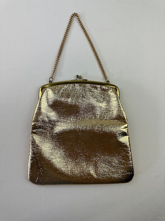 1960s Gold Metallic Vinyl Purse Gem