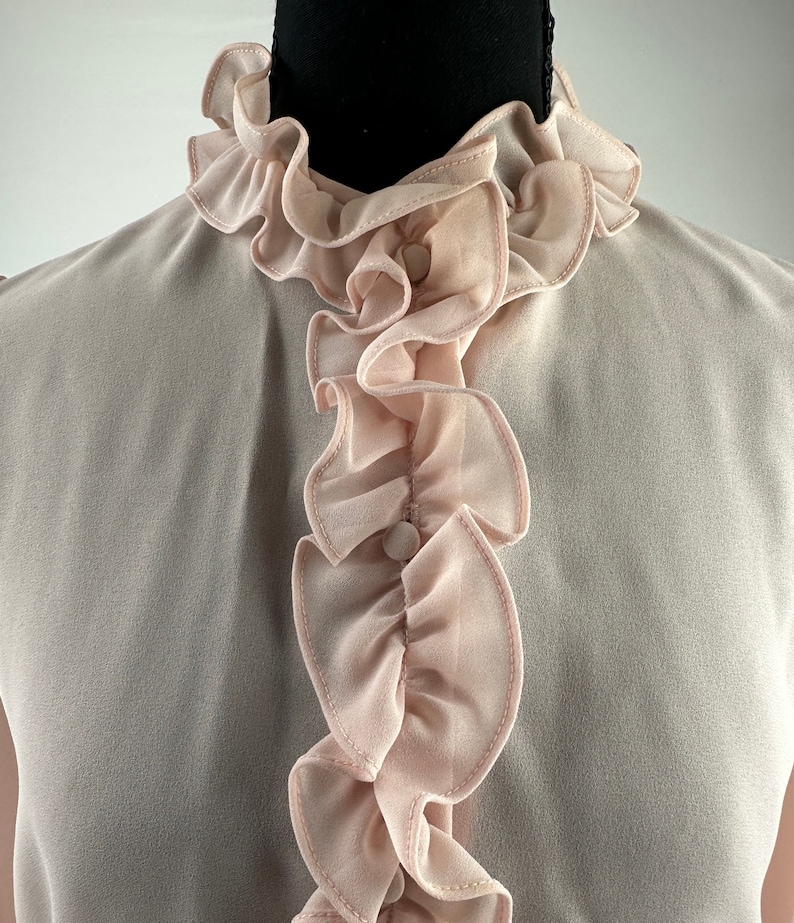 Dusty Pink Ruffle Chiffon Blouse 90's Vintage - Etsy