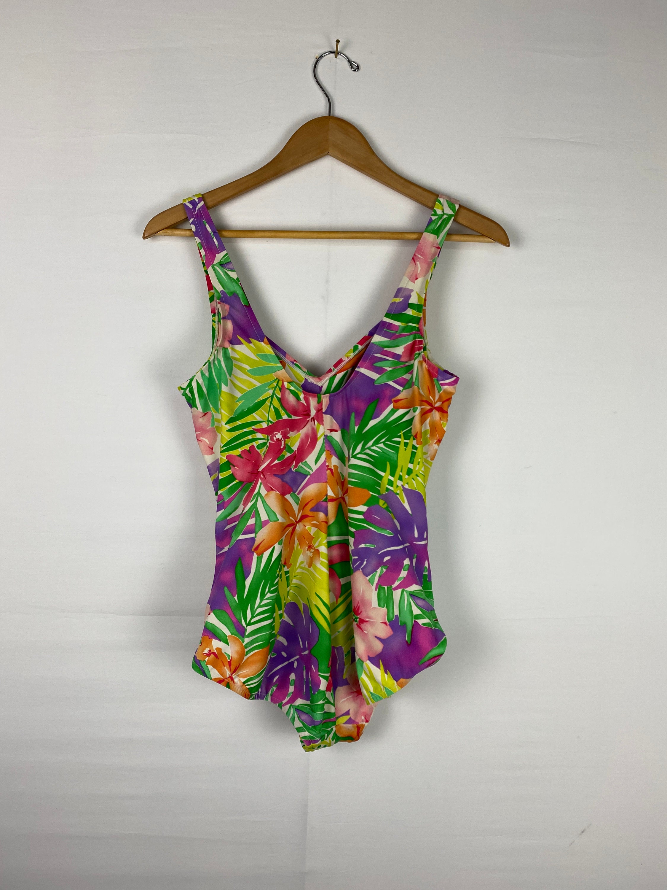Vintage Tropical Floral Bathing Suit 90's - Etsy