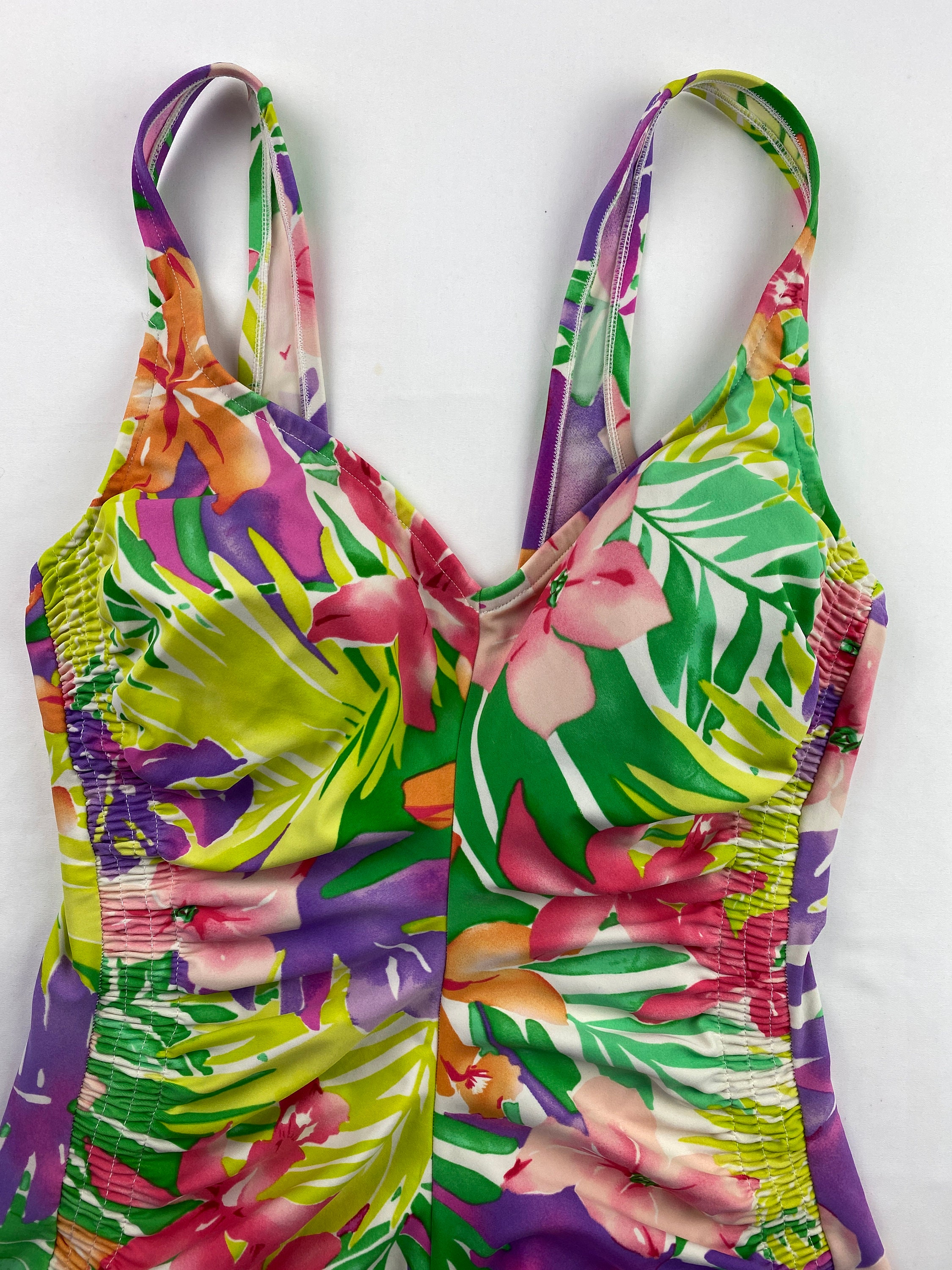 Vintage Tropical Floral Bathing Suit 90's - Etsy