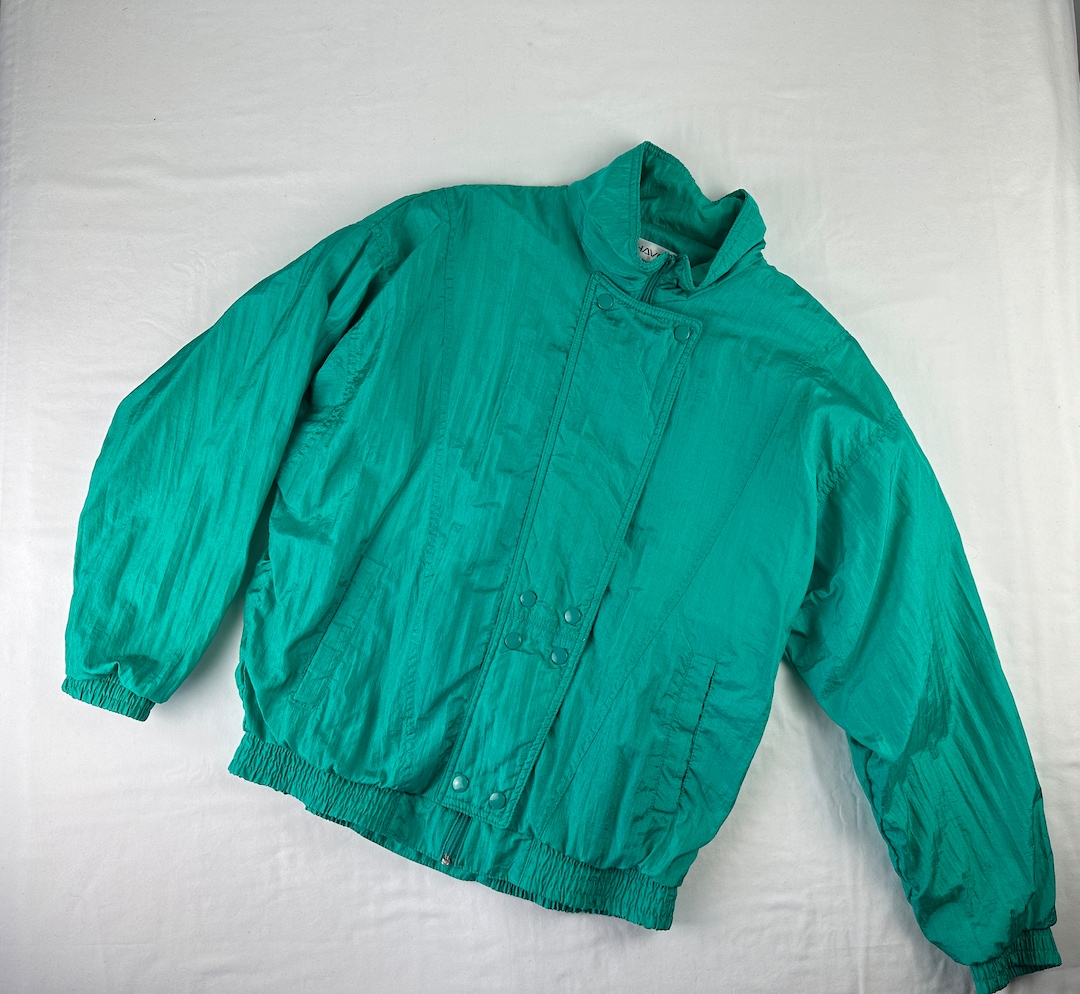 90's Aqua Nylon Shell Windbreaker Jacket Size Medium Vintage - Etsy