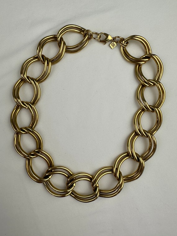 Vintage Jumbo Gold Link Chain Chunky Necklace - Gem