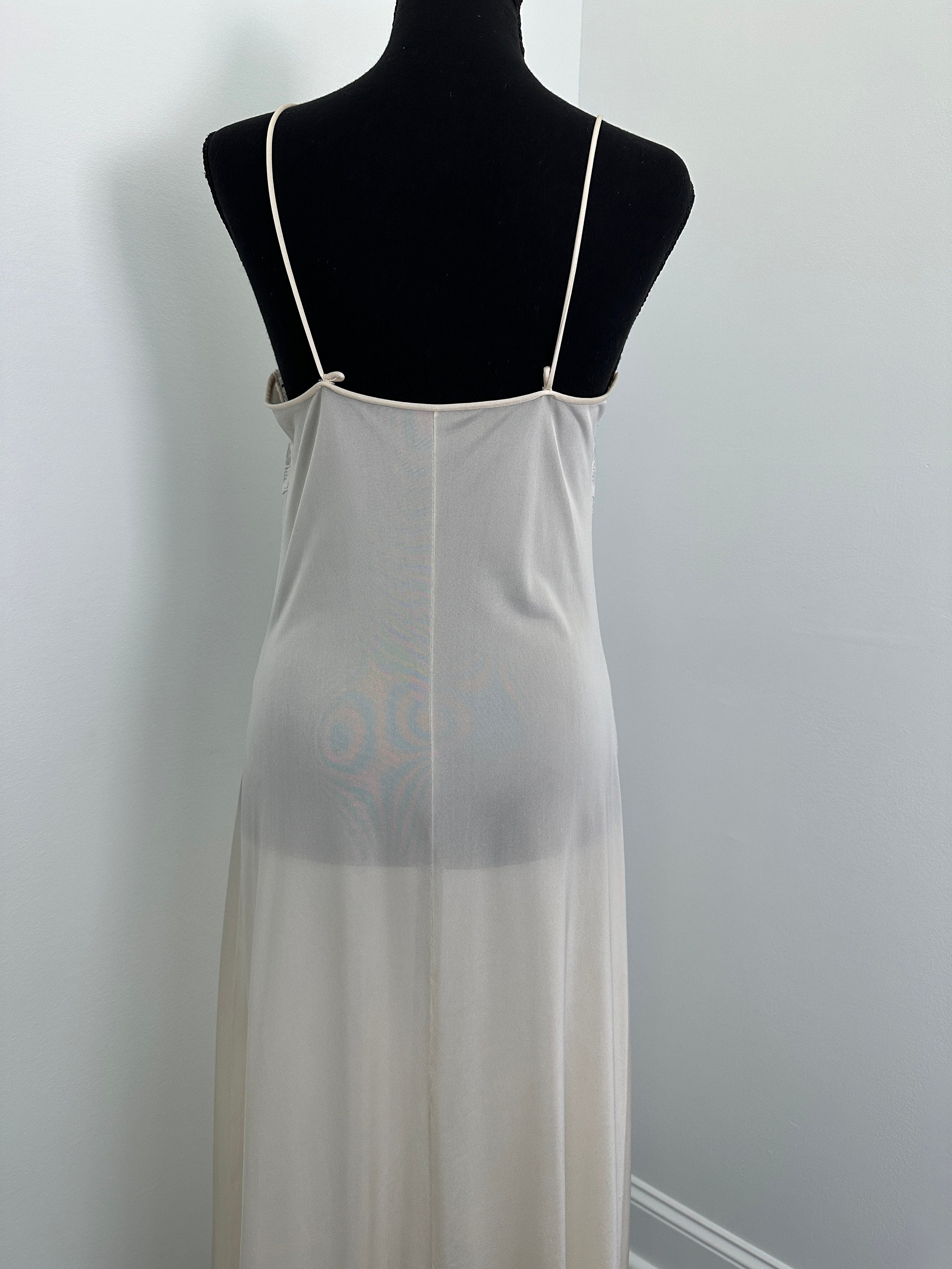 80's Dreamy Cream Lace Sheer Panel Floor Length Night Gown - Etsy
