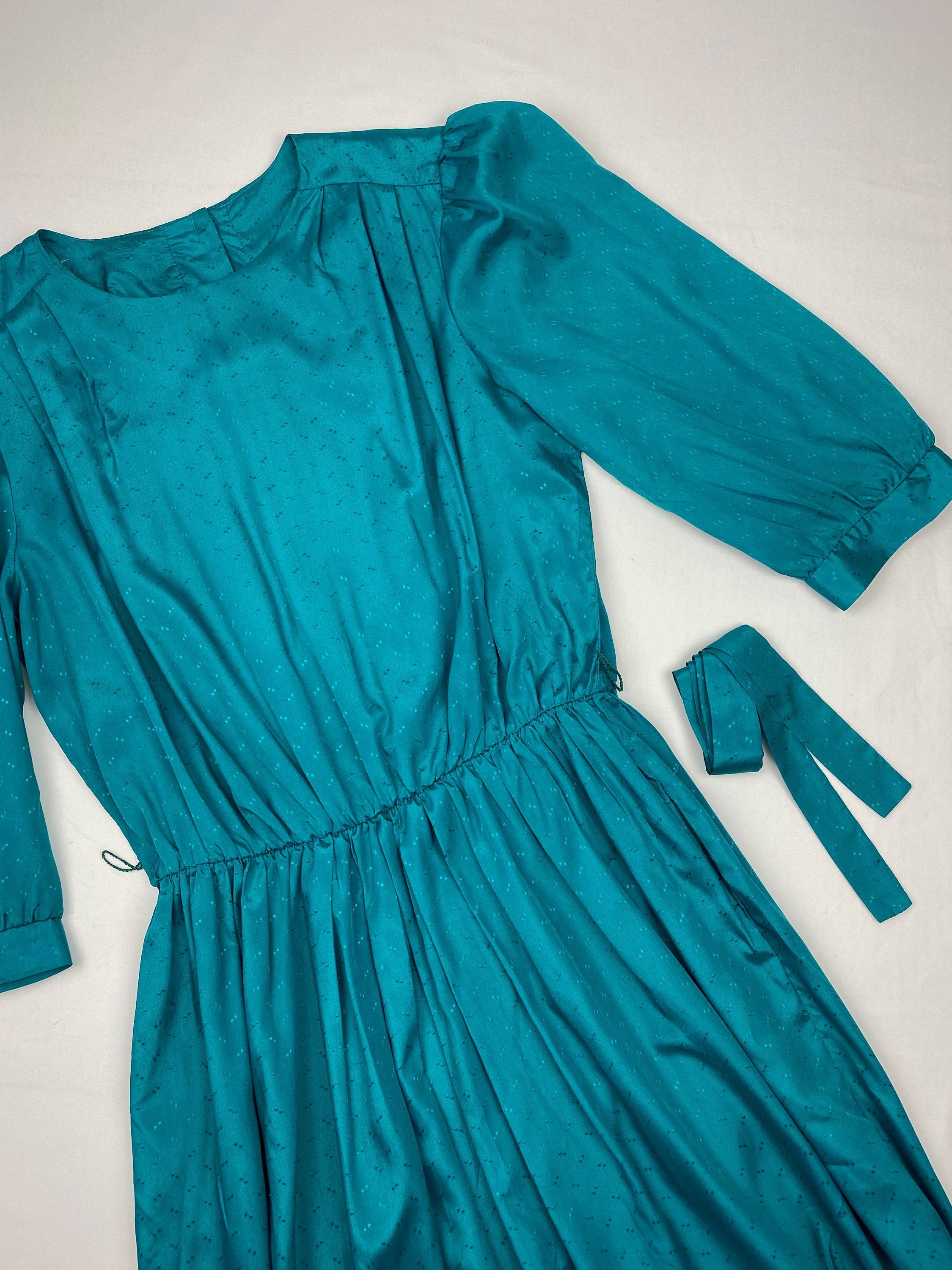 Vintage Teal Dress 80s 90s - Etsy