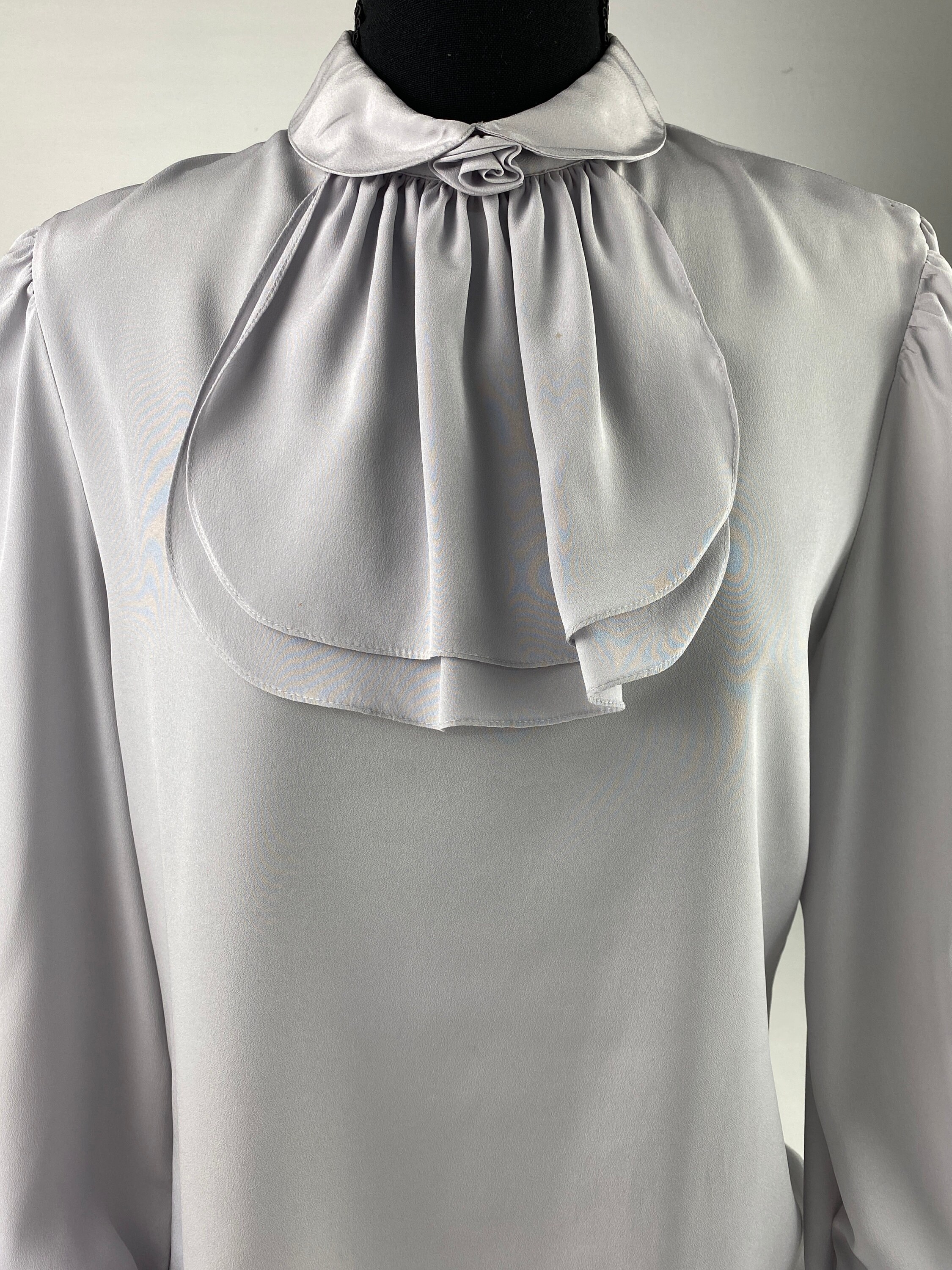 Silver Gray Power Blouse Vintage 80's 90's Ruffle - Etsy