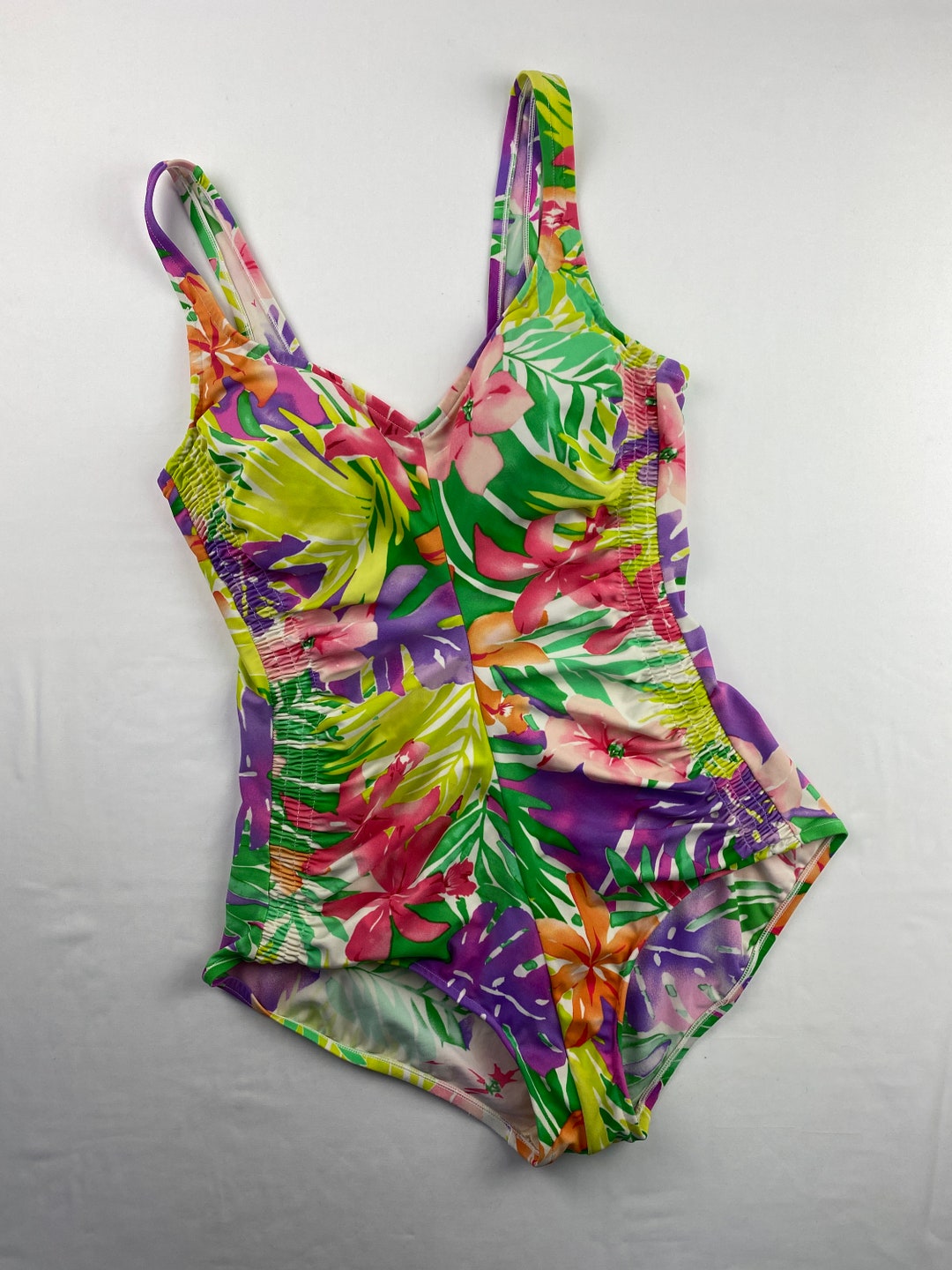 Vintage Tropical Floral Bathing Suit 90's - Etsy
