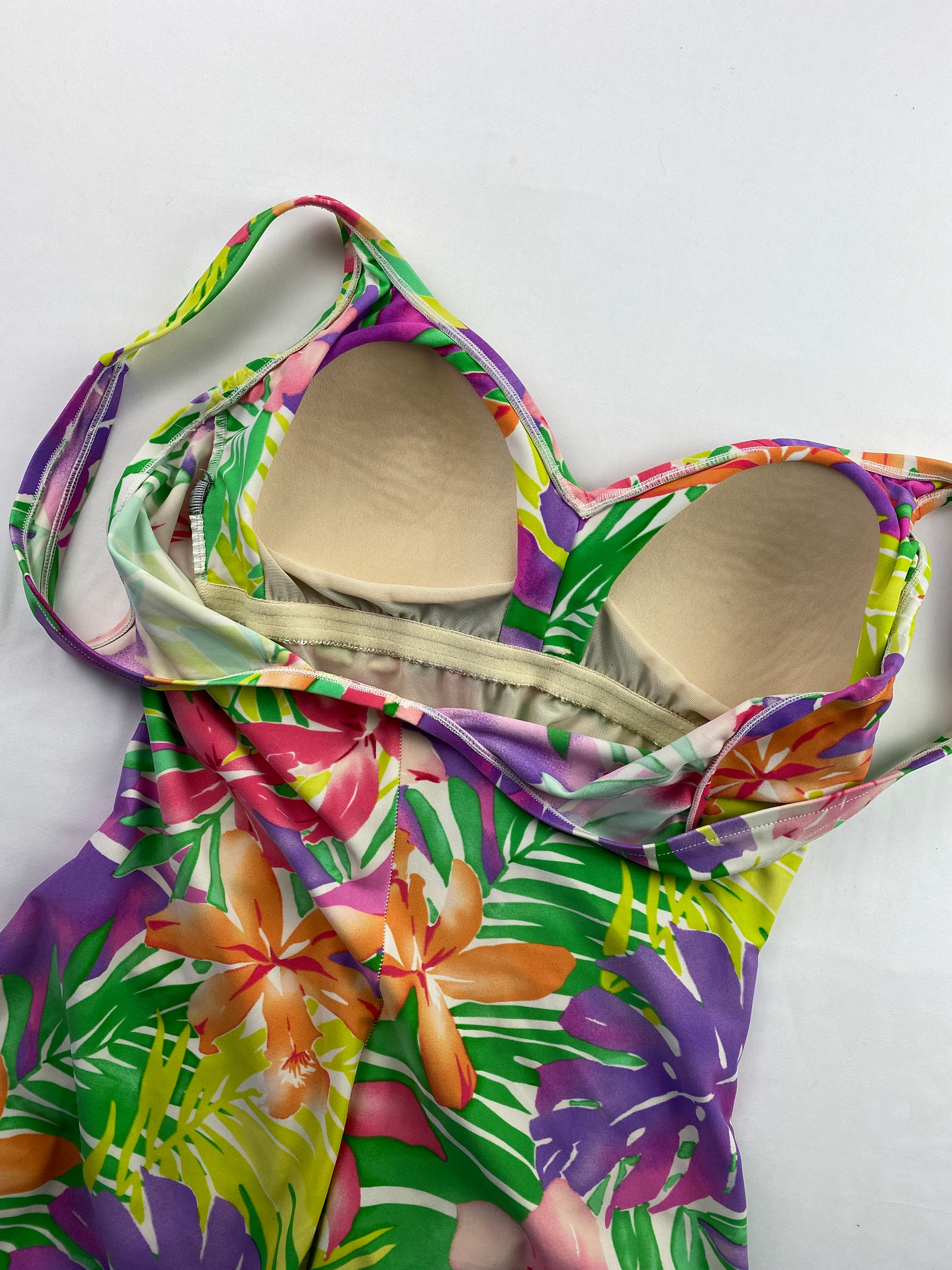 Vintage Tropical Floral Bathing Suit 90's - Etsy