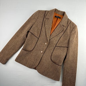 80's Brown Tweed Blazer Piping Detail Tailored Vintage - Etsy